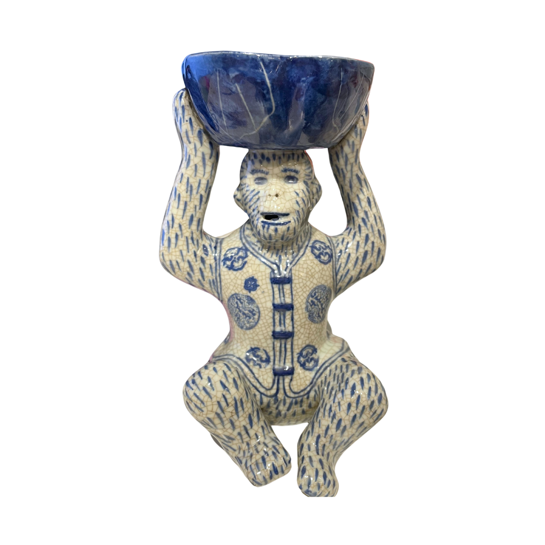 Vintage Blue & White Crackle Glaze Monkey – Dunbar Road