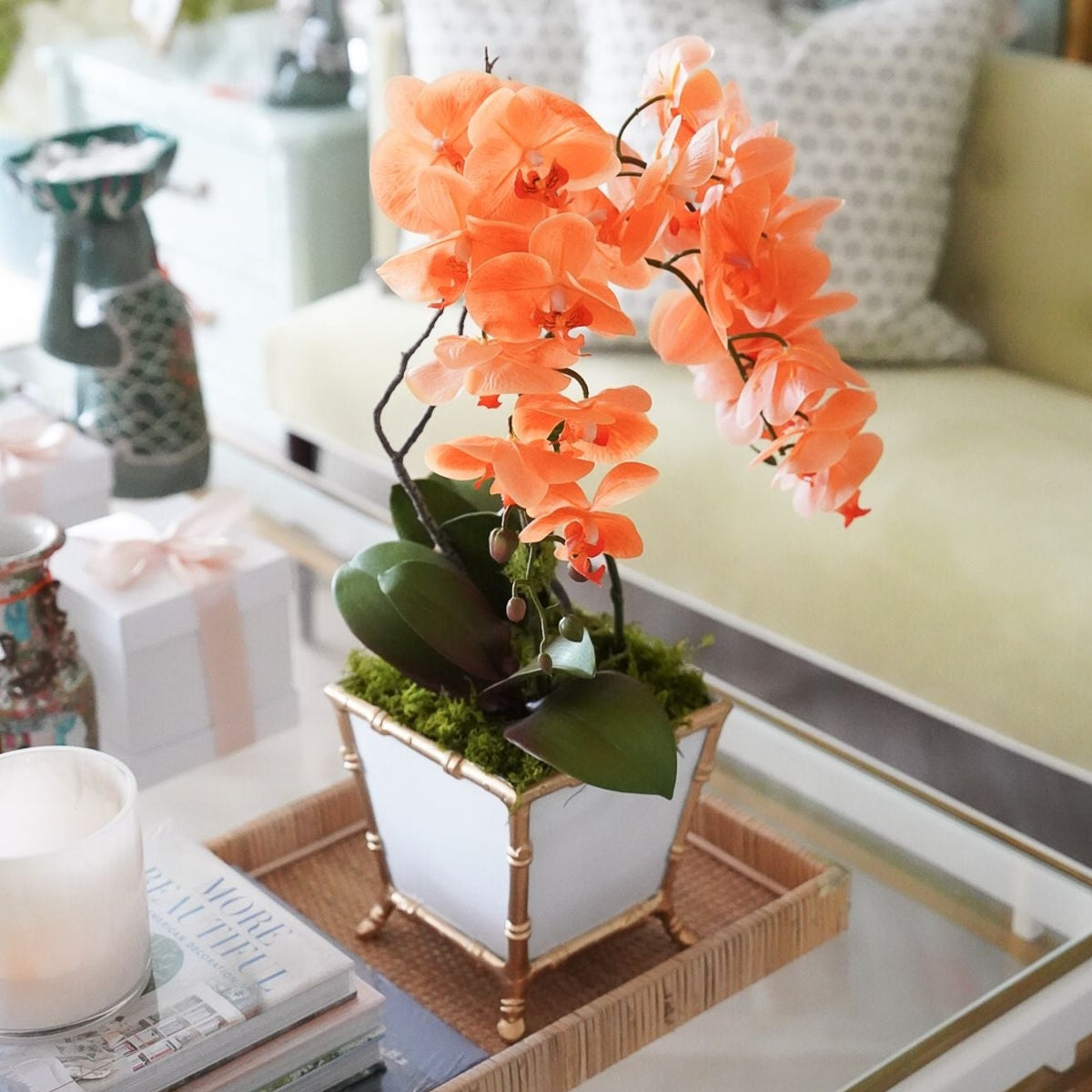 Custom Bamboo Cachepot with Orchid – Dunbar Road